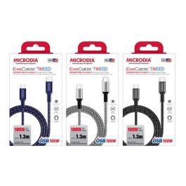 MICRODIA ExeCable Tweed PD100W 2.6m USB-C to USB-C Cable - Zebra